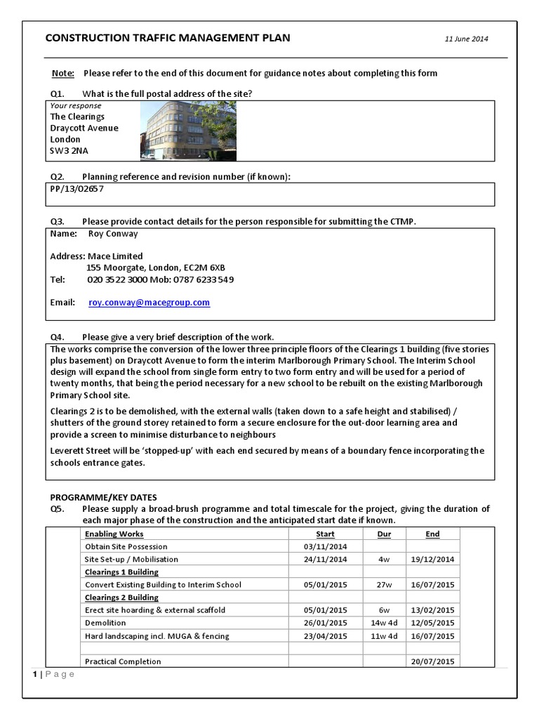 Construction Traffic Management Plan: Your Response | PDF | Traffic | Road