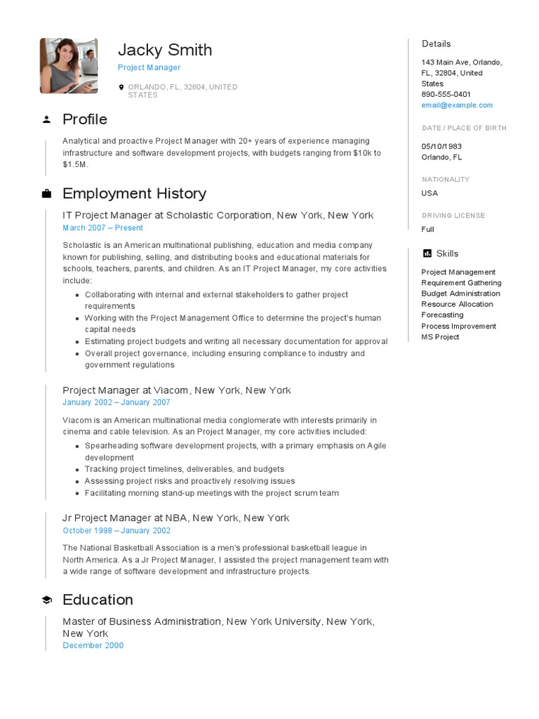 Jacky Smith Resume Project Manager Edited | PDF | Project Management | Business