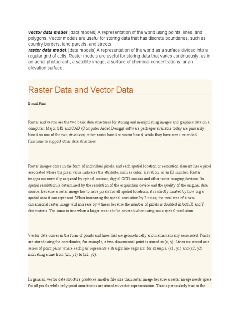 Raster Data and Vector Data: Vector Data Model: (Data Models) A Representation of The World ...