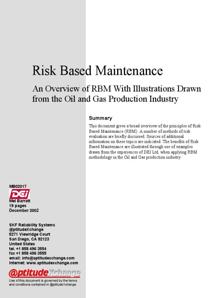 Risk Based Maintenance PDF | PDF | Risk | Reliability Engineering