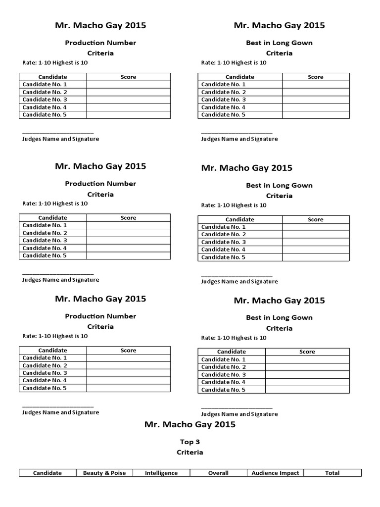 Mr. Macho Gay Criteria | PDF