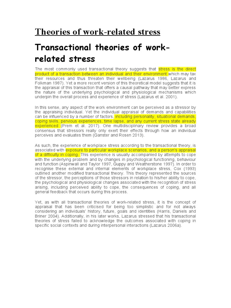 Theories of Work | PDF | Stress (Biology) | Occupational Stress