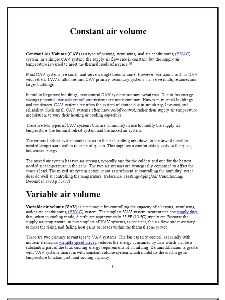 Constant Air Volume | PDF | Building Technology | Building Engineering