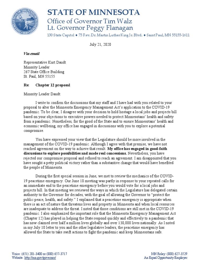 State of Minnesota: Office of Governor Tim Walz Lt. Governor Peggy ...