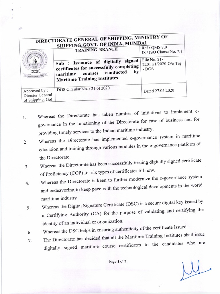 DGS Circular - Digital Signatures | PDF | Cryptography | Cyberwarfare
