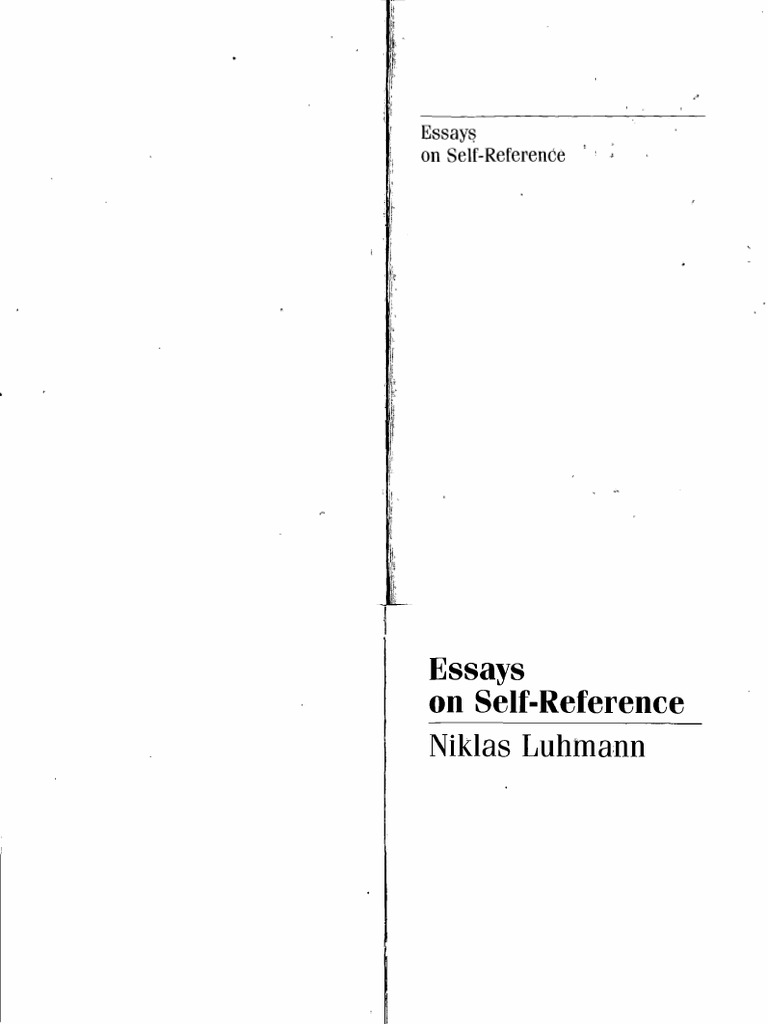 Luhmann Self Reference | PDF | System | Theory