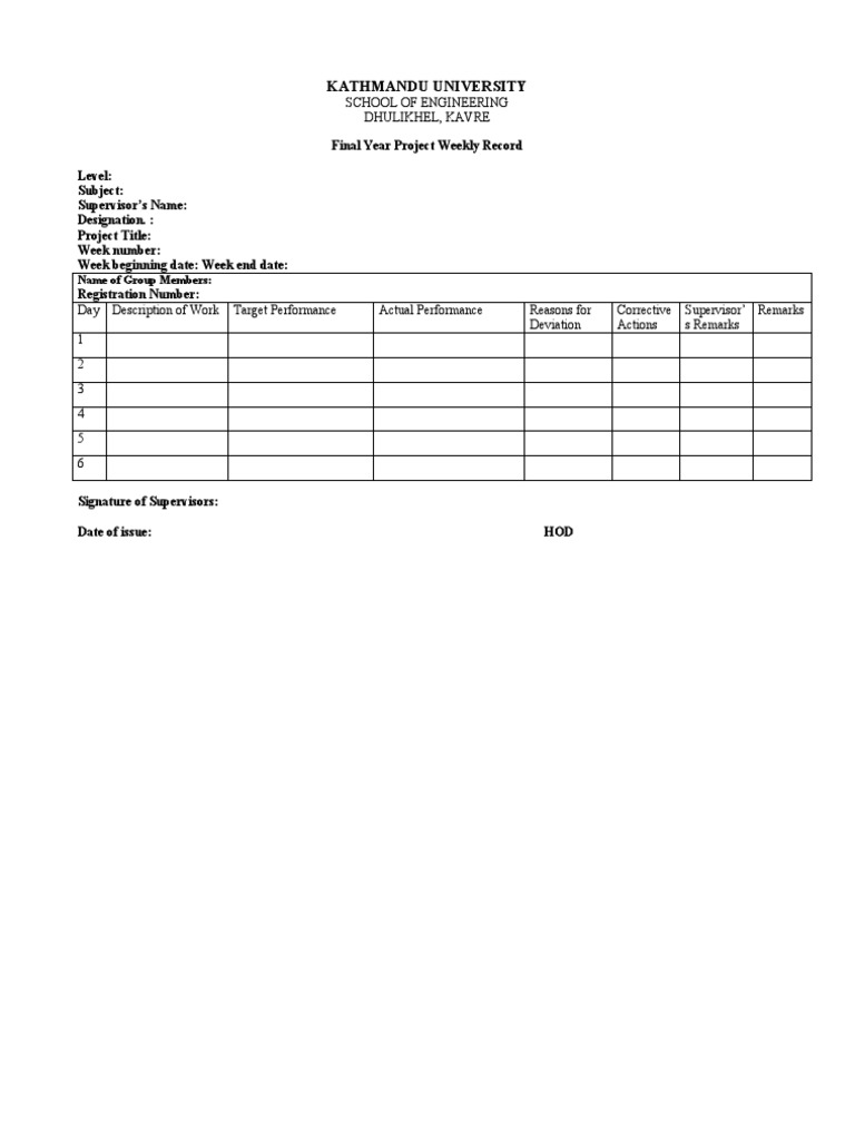 Engineering Student Project Log | PDF