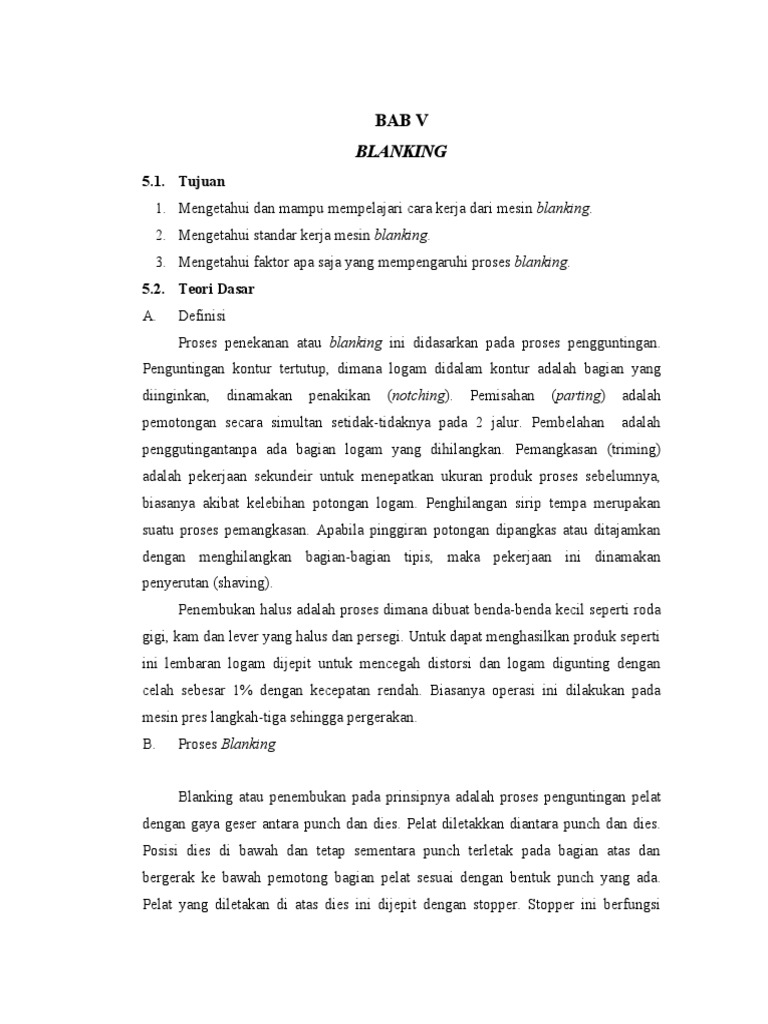 Panduan Proses Blanking | PDF