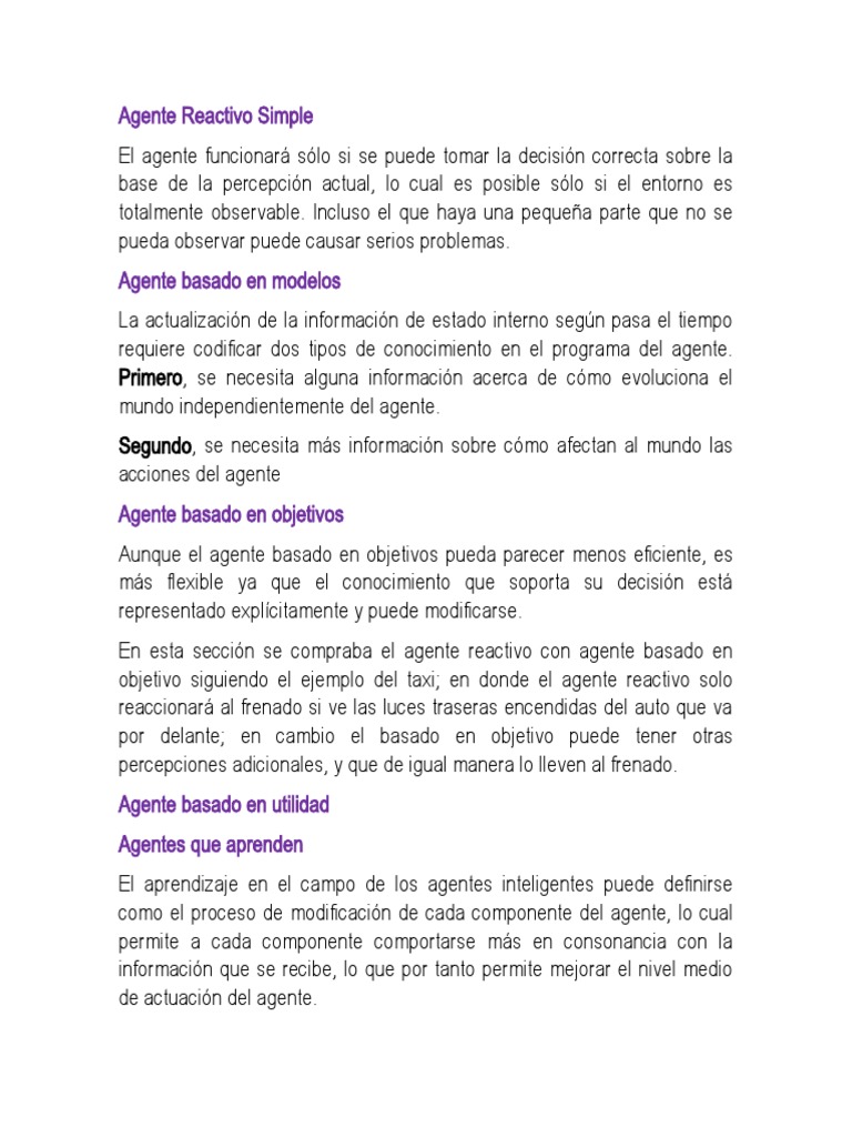 Tipos de Agentes Inteligentes | PDF