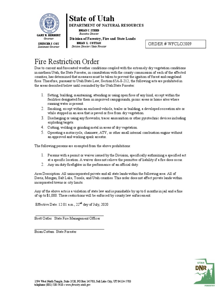 Fire Restriction Order