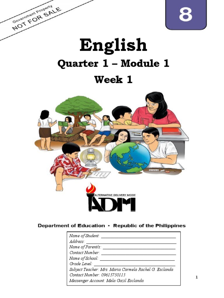Grade 8 Module 1 Week 1 | PDF | Narration | Plot (Narrative)