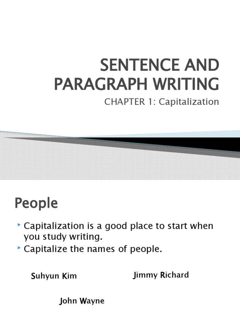 Sentence and Paragraph Writing: CHAPTER 1: Capitalization | PDF ...