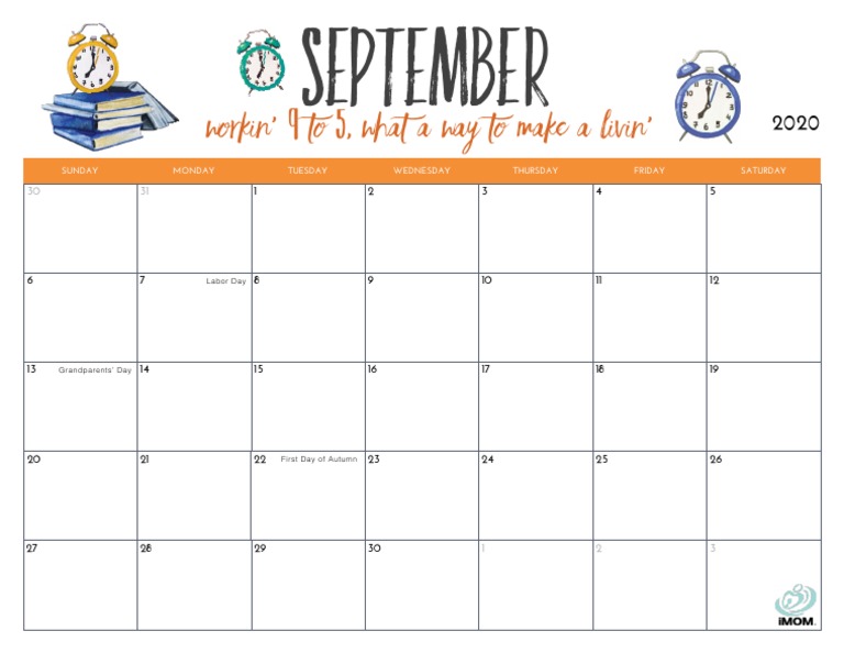 2020 Song Mom Calendar 09 1 | PDF