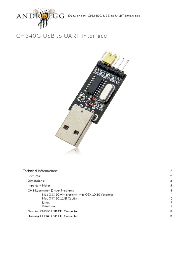 CH340G USB to UART Interface Guide | PDF | Mac Os | Device Driver