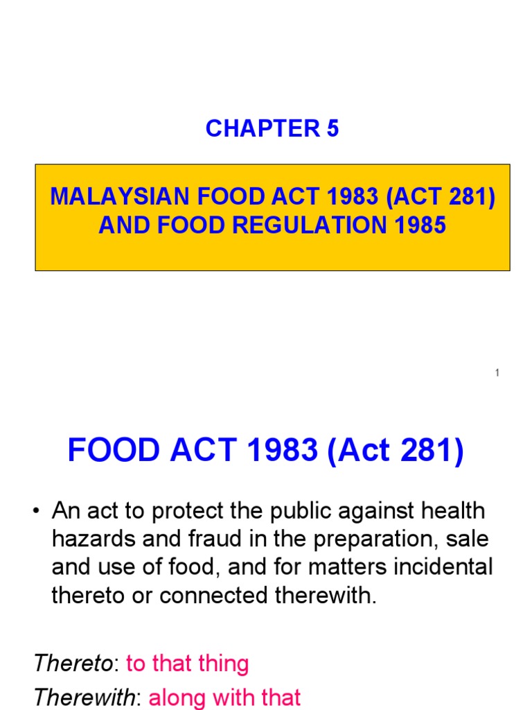 Regulation of the Malaysian Food Industry: An Overview of the Food Act ...