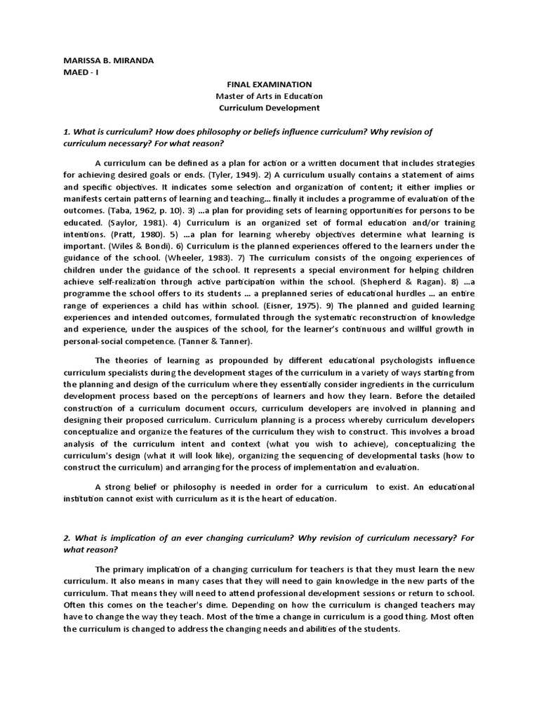 What Is Curriculum? How Does Philosophy or Beliefs Influence Curriculum ...