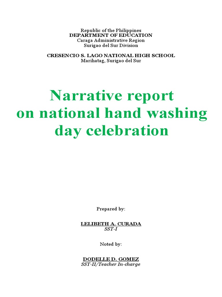 Narrative Report On National Hand Washing Day Celebration: Department ...
