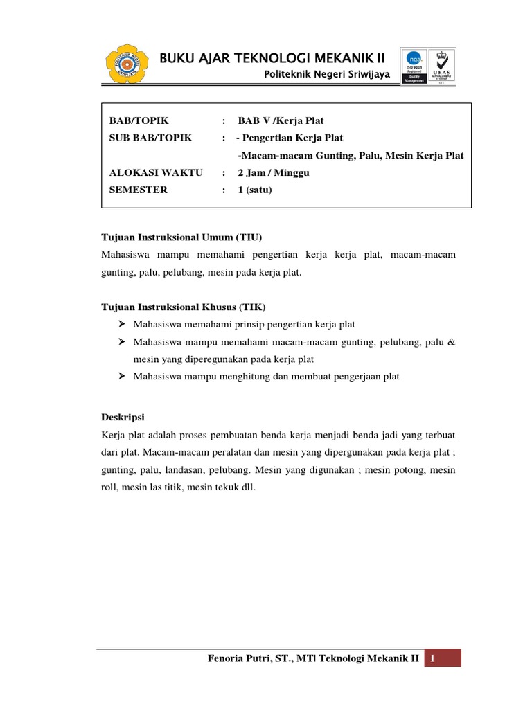 Panduan Kerja Plat untuk Mahasiswa | PDF