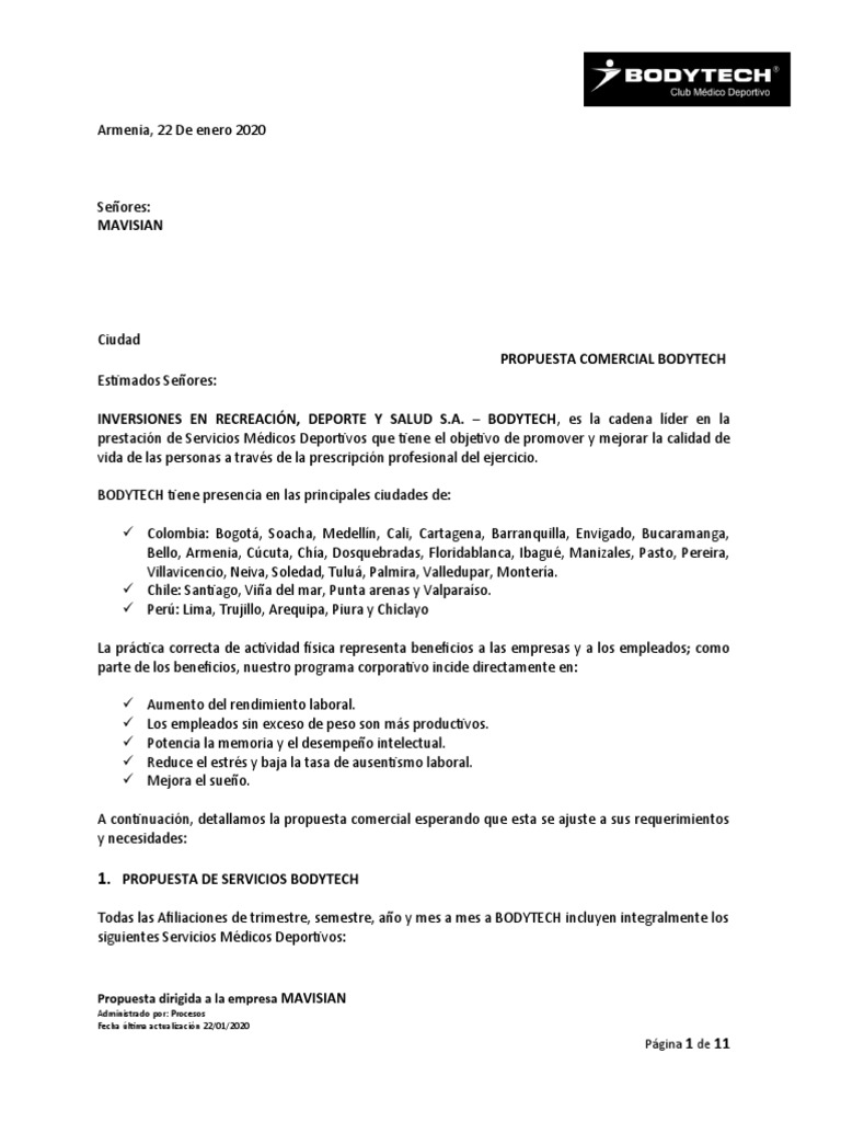 Propuesta Corporativa BODYTECH | PDF | Medicina | Business