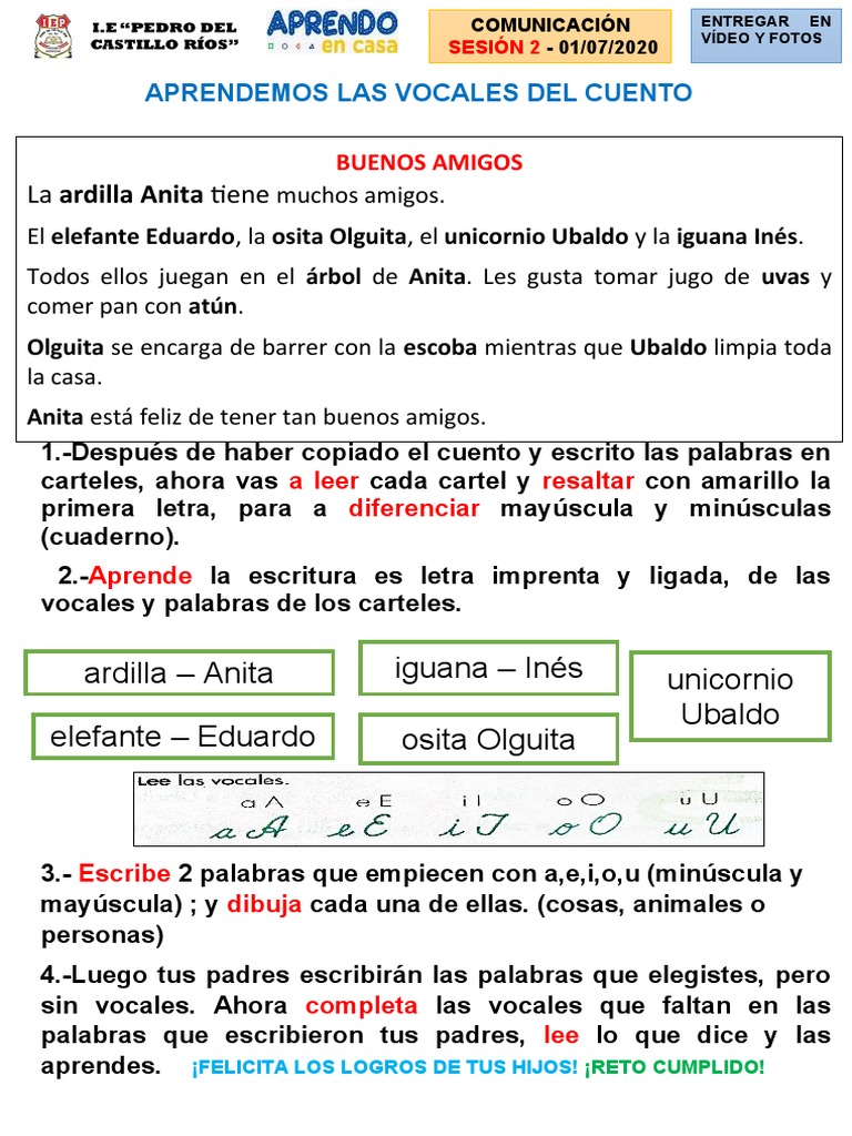 Sesión Aprendo Las Vocales | PDF