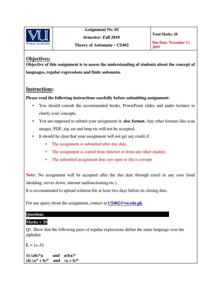 CS402 Assignment#01 Solution VU Ning | PDF | String (Computer Science) | Regular Expression
