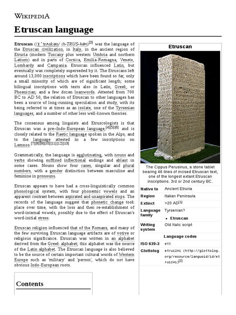 Etruscan Language | PDF | Semiotics | Linguistics