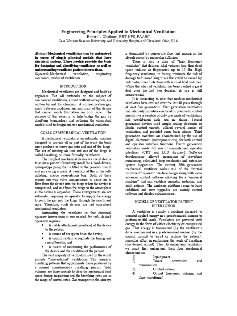 Engineering Principles Applied To Mechanical Ventilation: Robert L ...
