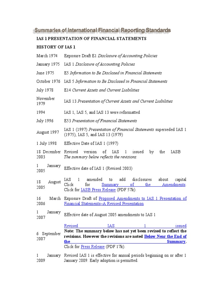 Ias 1 Presentation of Financial Statements | Download Free PDF ...