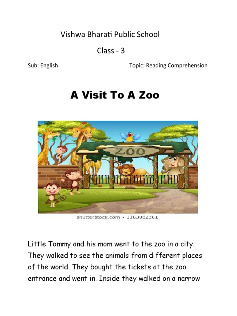 A Visit to the Zoo: A Reading Comprehension Passage about Tommy's Trip ...