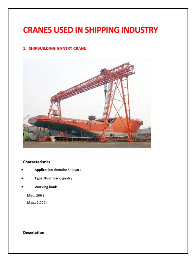 An Overview of Various Cranes Used in the Shipping Industry | PDF ...
