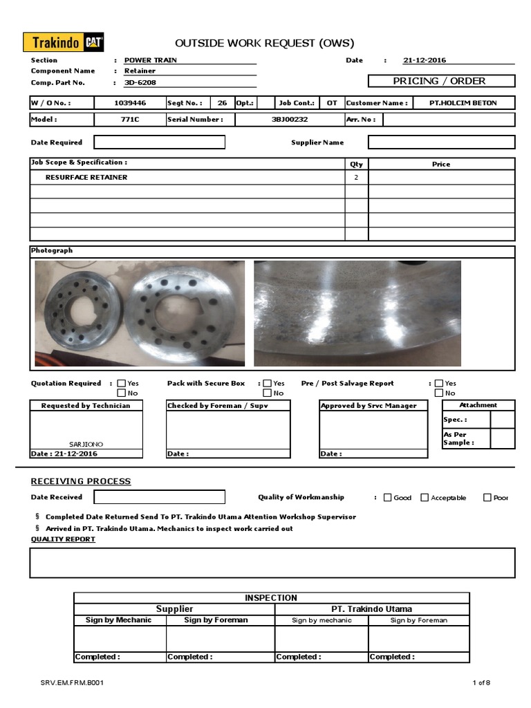 Outside Work Request Overview | PDF | Mechanical Engineering ...