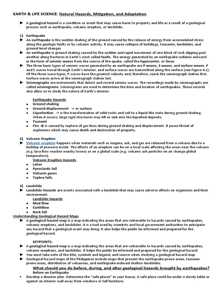 EARTH & LIFE SCIENCE: Natural Hazards, Mitigation, and Adaptation | PDF ...
