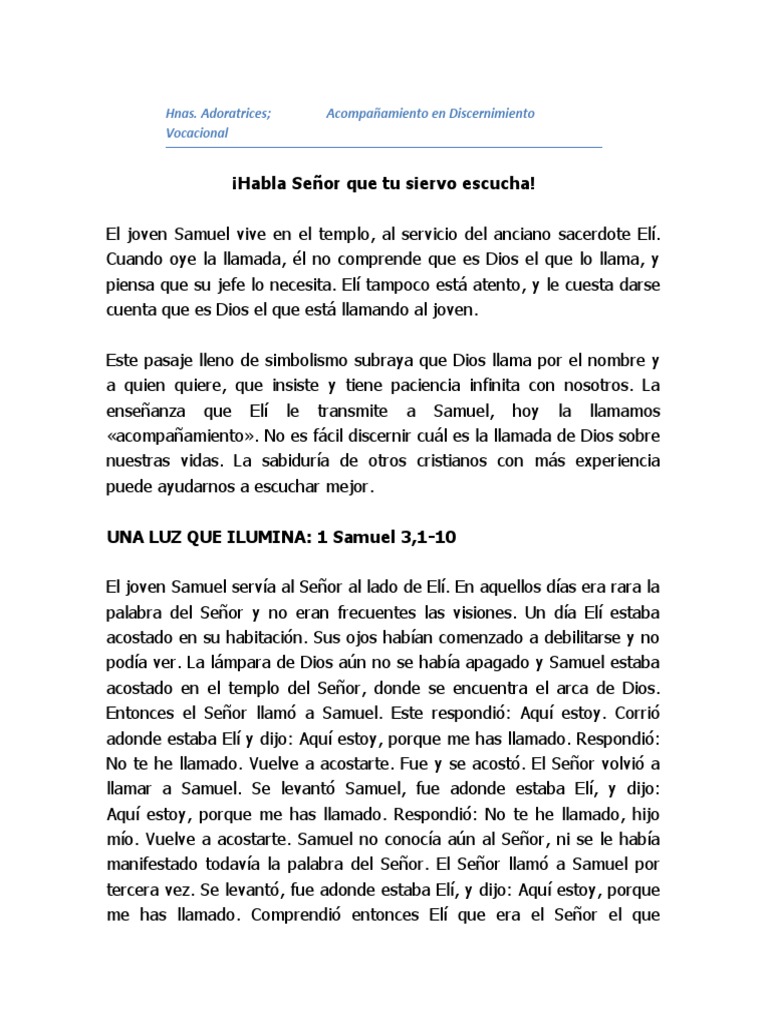 Ficha 1. Acompañar en Discernimiento Vocacional | PDF | Amor | Santo