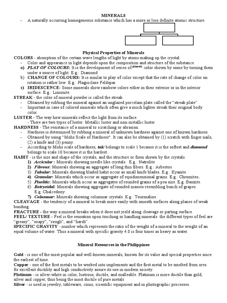 Minerals: Rock-Forming Minerals Ore-Forming Minerals | PDF | Weathering ...