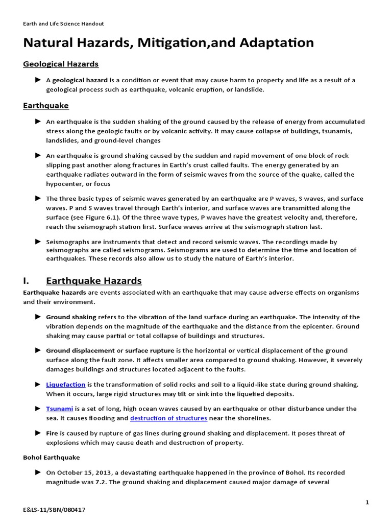 Natural Hazards, Mitigation, and Adaptation | PDF | Earthquakes | Volcano