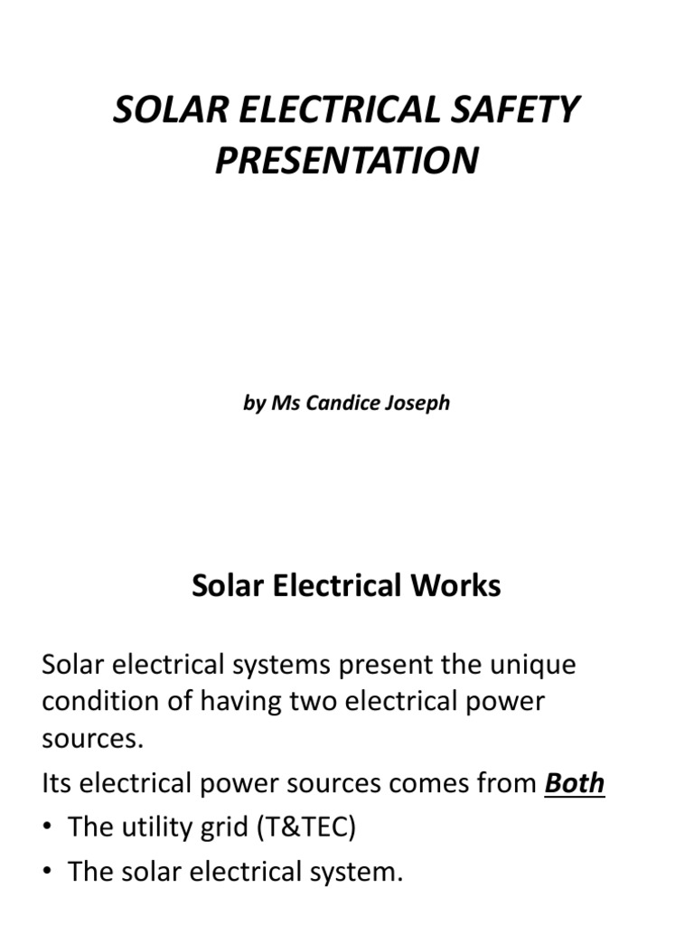 Solar Electrical Safety Presentation 1PDF | PDF | Photovoltaics | Solar ...