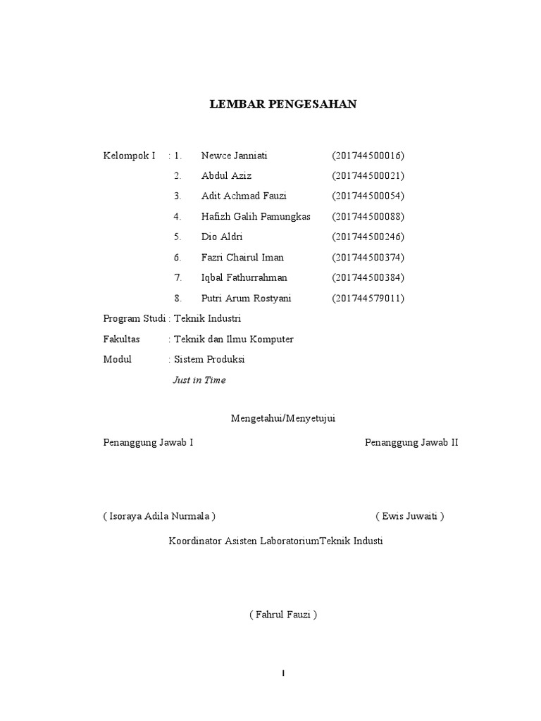 Lembar-Lembar Just in Time | PDF