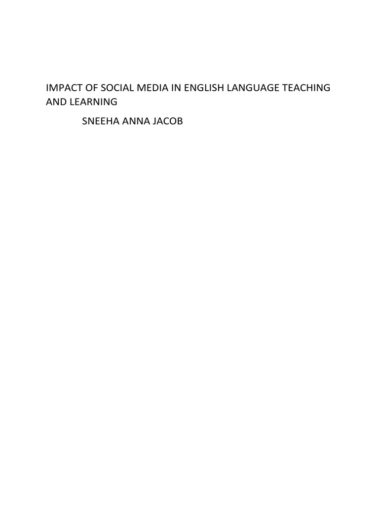 Impact of Social Media in English Language Teaching and Learning | PDF ...