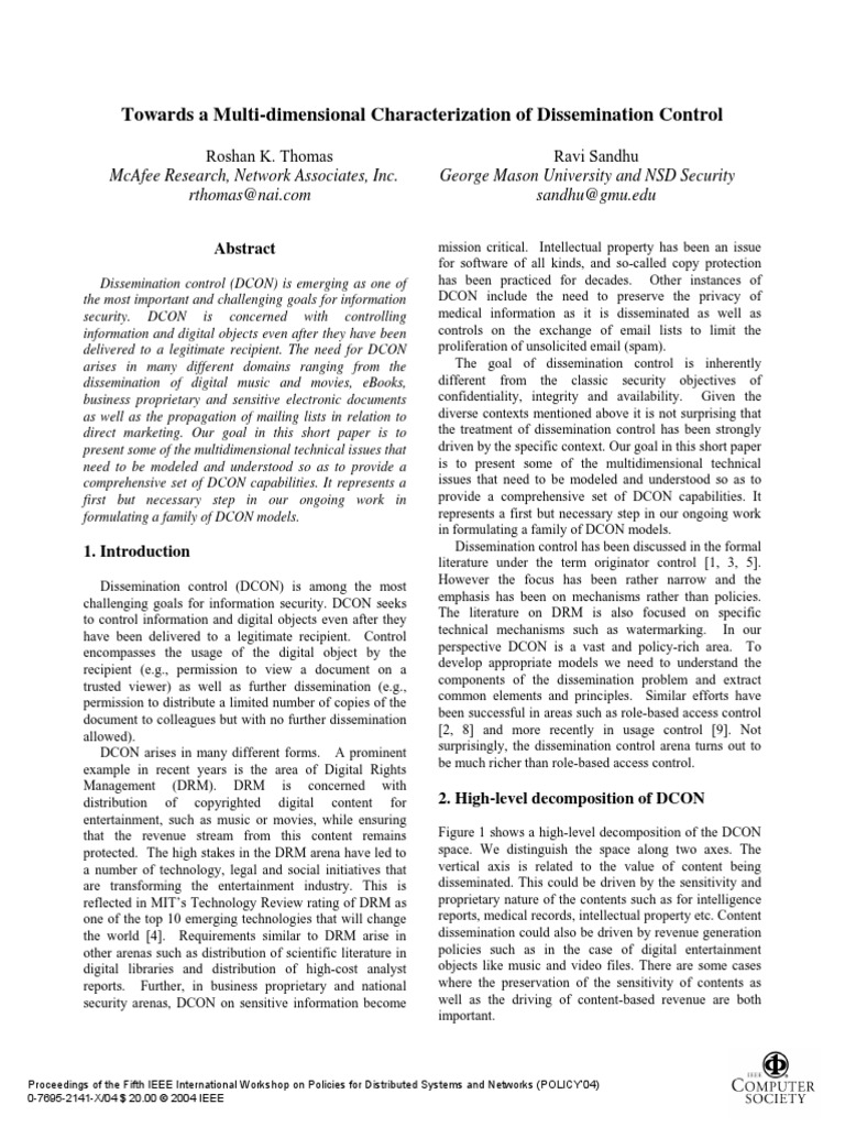 Towards A Multi-Dimensional Characterization of Dissemination Control ...