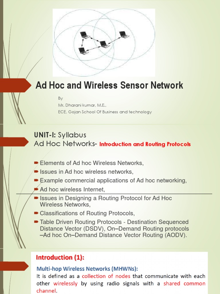 EC8702 ADHOC & WSN Presentation | PDF | Wireless Ad Hoc Network | Wireless Sensor Network