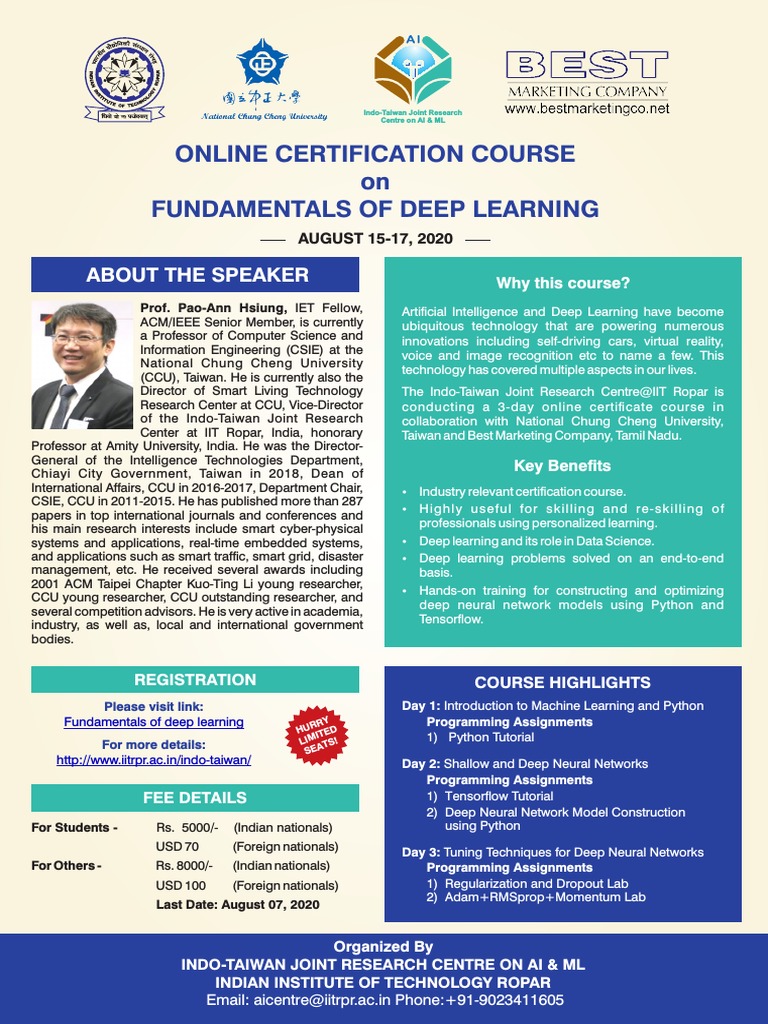 Deep Learning Online Course Aug 2020 | PDF | Deep Learning ...