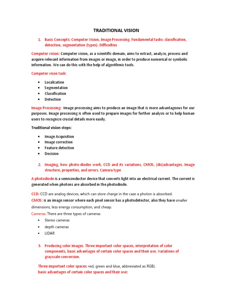 Traditional Vision and Deep Learning Concepts | PDF | Multidimensional ...
