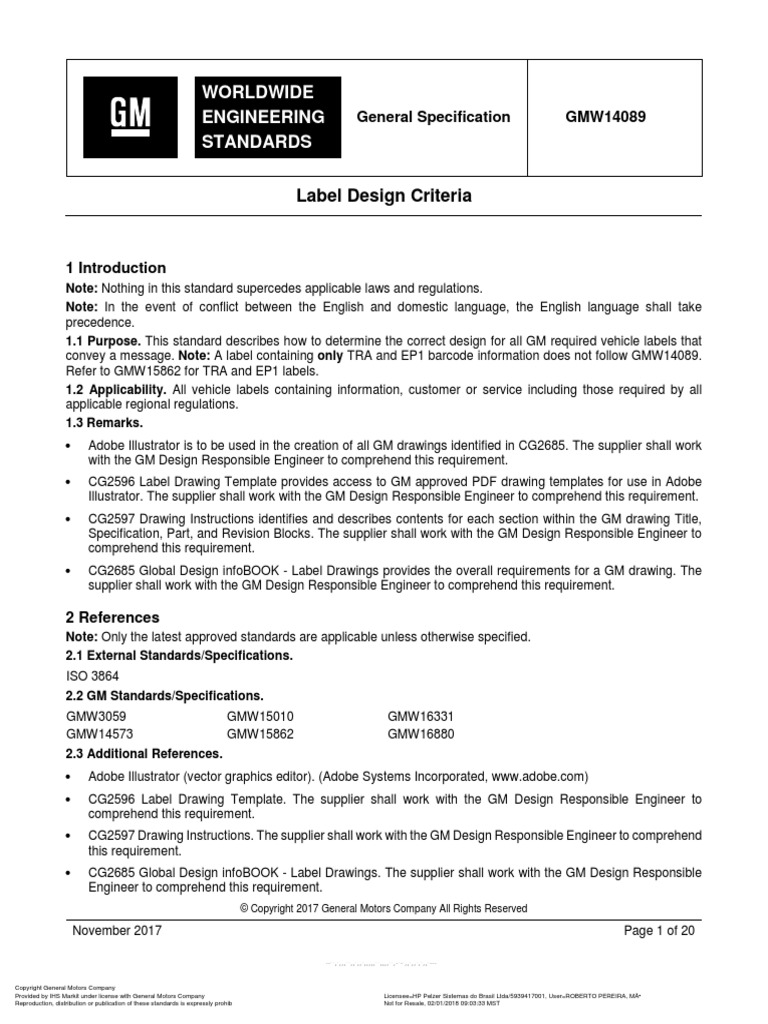 Worldwide Engineering Standards: Label Design Criteria | PDF | Pound ...