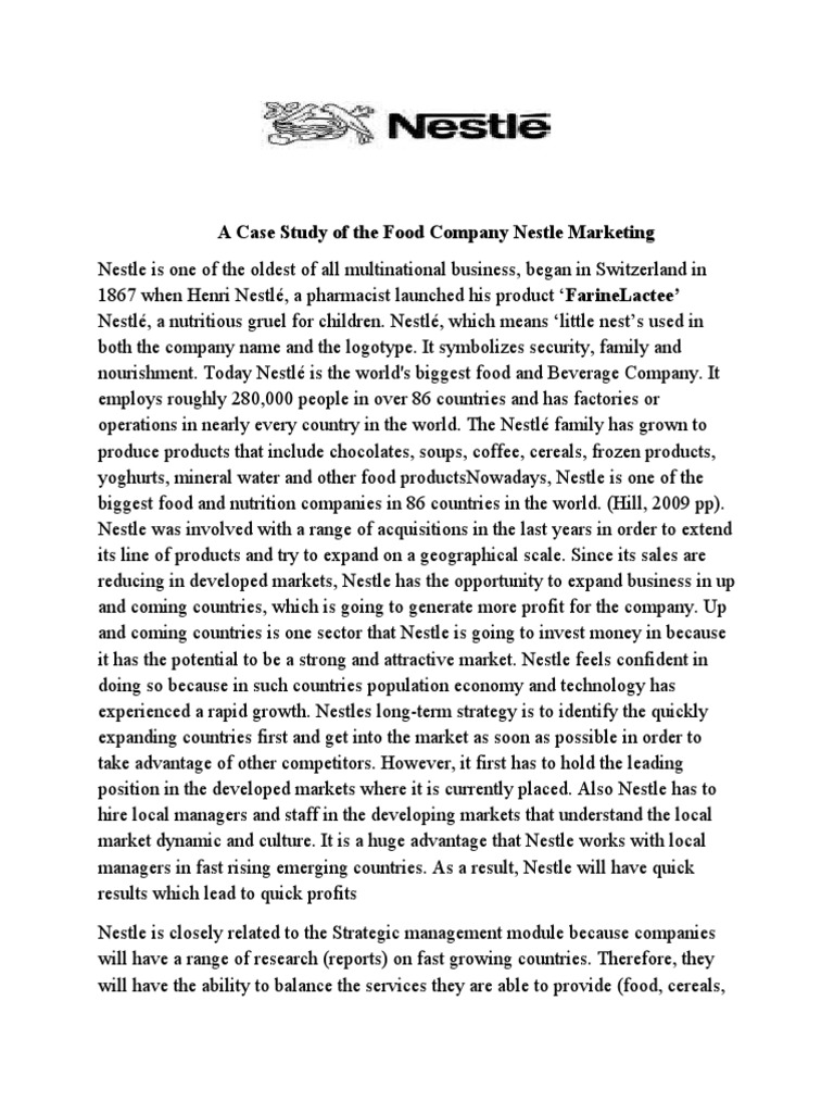 A Case Study of The Food Company Nestle Marketing | PDF | Nestlé | Bric