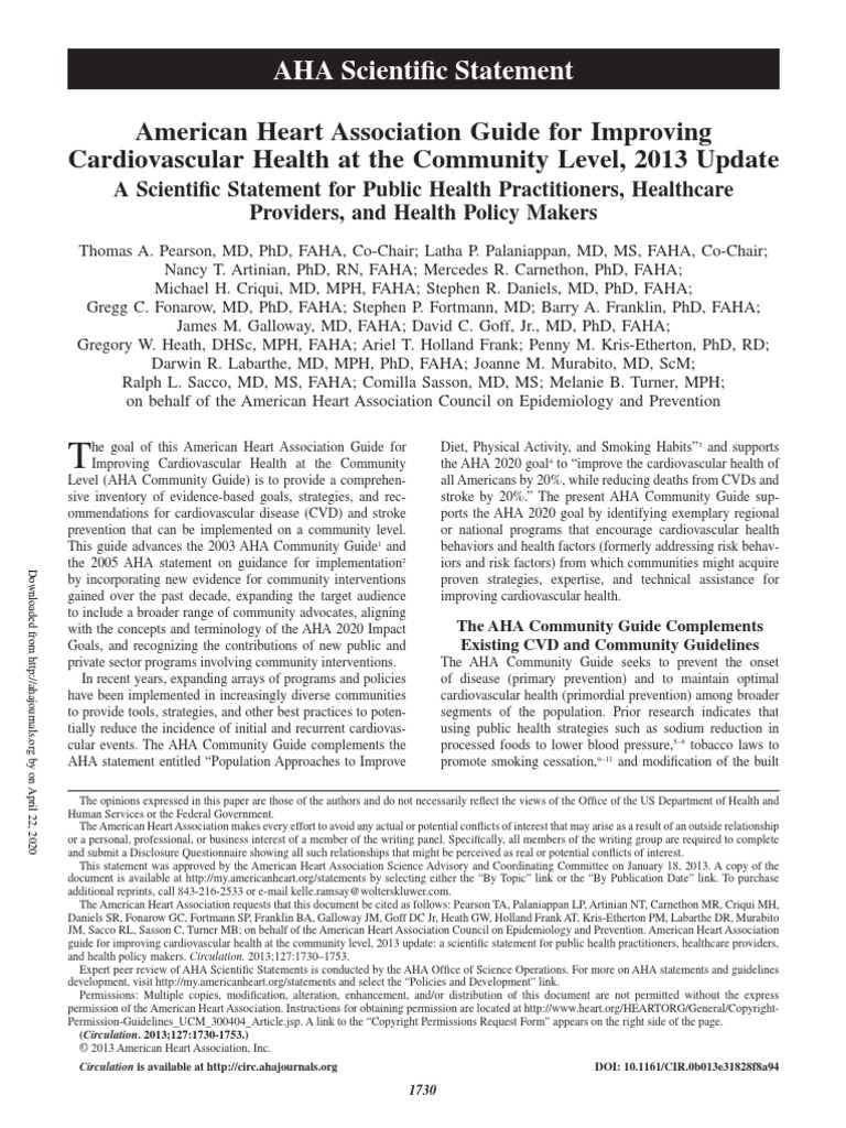 American Heart Association Guide For Improving Cardiovascular Health ...