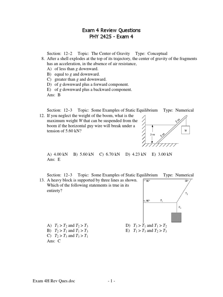 Exam 4H Rev Ques PDF | Download Free PDF | Waves | Buoyancy
