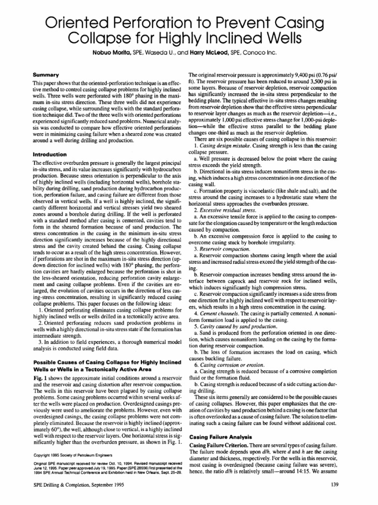 Oriented Perforation To Prevent Casing Collapse For Highly Inclined ...