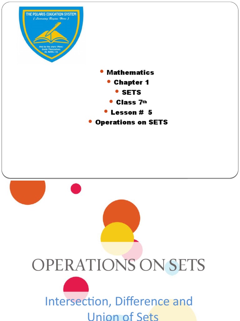 Mathematics Sets Class 7 Lesson # 5 Operations On SETS | PDF | Logic ...