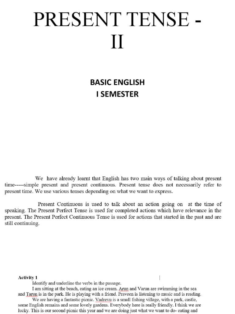 Present Tense - Ii | PDF