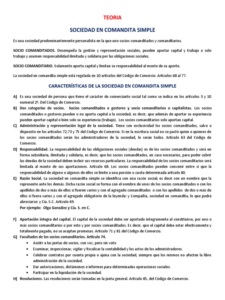 Sociedad en Comandita Simple | PDF | Business